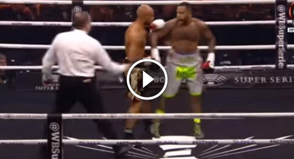 Boxer lands VICIOUS cheap shot KO after referee break